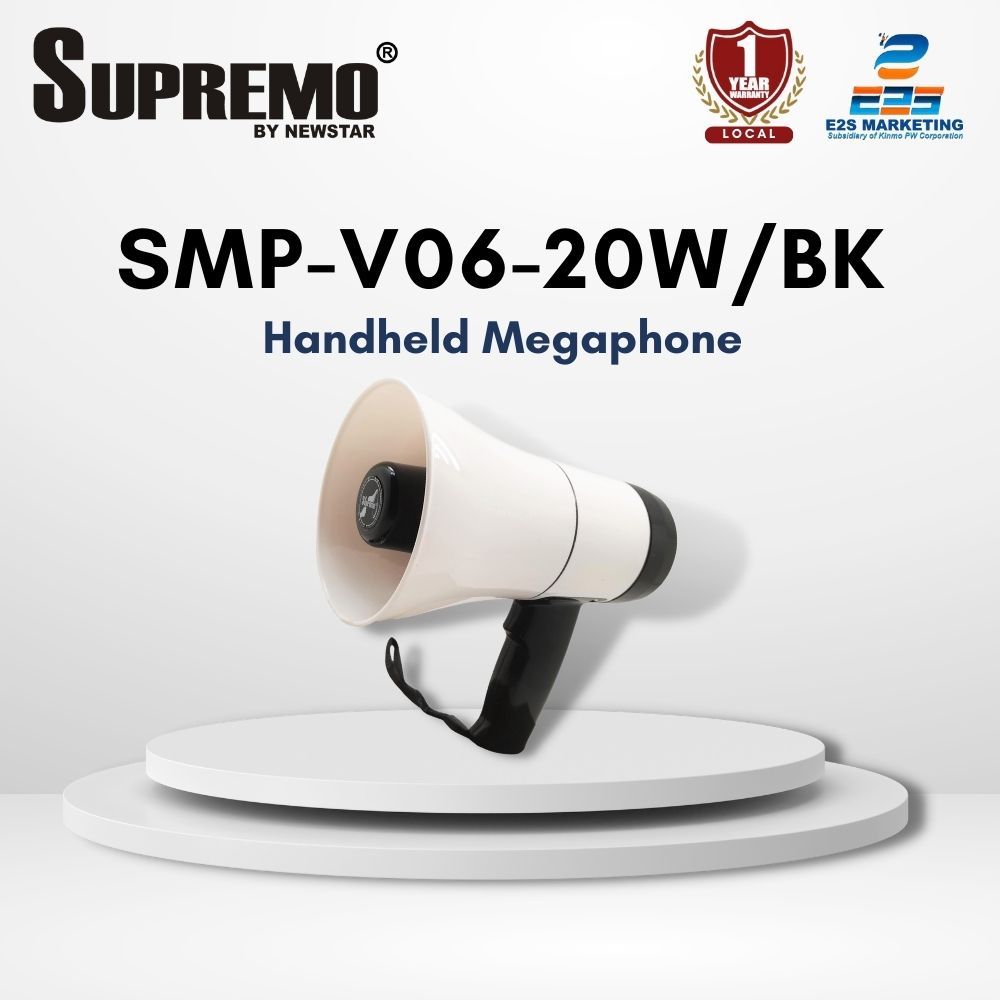 Supremo Handheld Megaphone 3.7V 20Watts SMP-V06-20W/BK Talk/Play/Siren ...
