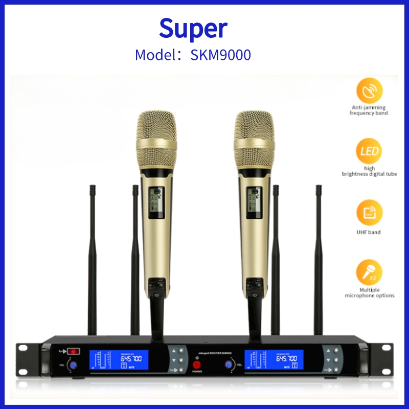 SKM9000 Wireless Microphone Isa hanggang Dalawang 2 Handheld Microphone UHF True Diversit ...