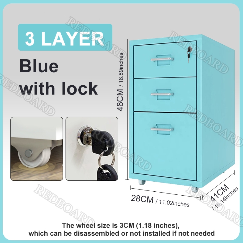 【24 Hours Ship】Full metal Lockable 3 Drawer Metal Mobile Pedestal ...