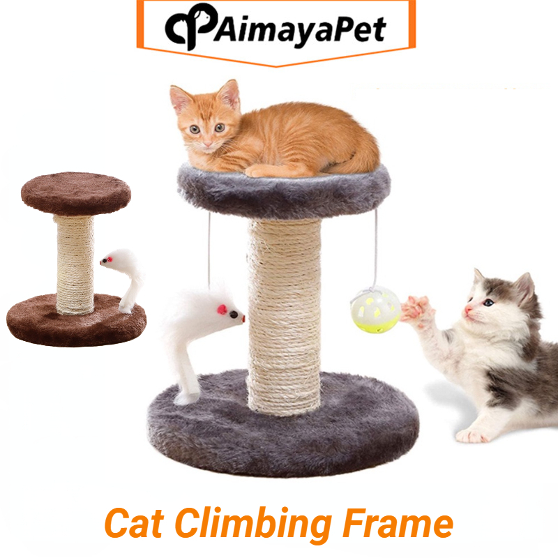 AimayaPet Sisal Cat Climbing Frame Plush Toy with Drop Ball and Mouse ...