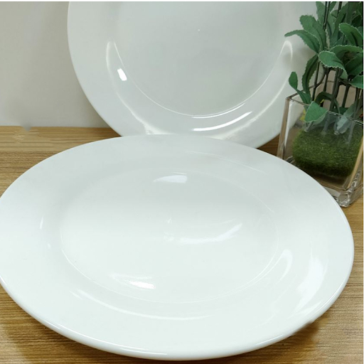12 inches Ceramic Plain White Round Service Plate Dinnerware | Shopee ...
