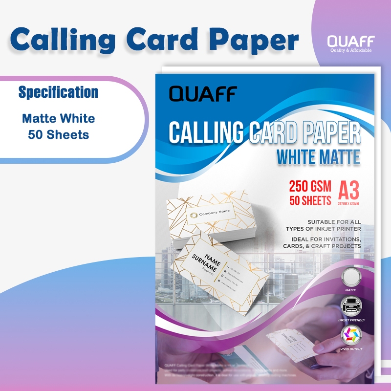 QUAFF Calling Card Paper 250gsm Double Sided Matte White 50sheets/pack ...