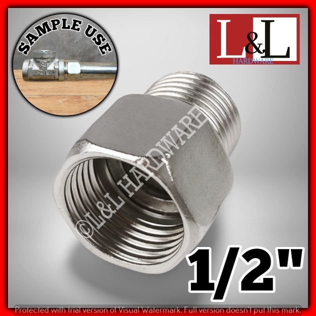 3022 1PCS 1/2" BSP Female To Male Thread 304 Stainless Steel Socket ...