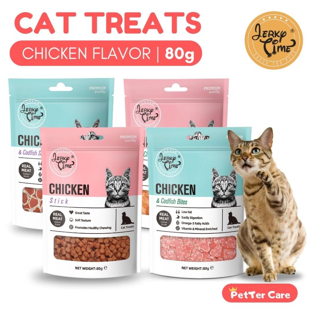 Jerky Time Chicken Flavored Cat Treat with Real Meat 80g | Shopee ...