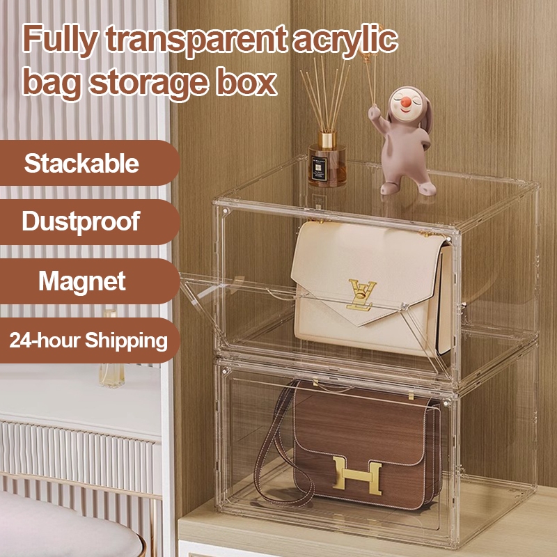 transparent Acrylic Bag Magnetic Door stackable Toy Lady Bag organizer ...