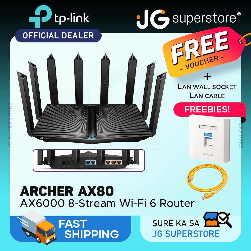 TP-Link Archer AX80 Lightning Fast AX6000 8-Stream MU-MIMO Wi-Fi 6 Router w/ 2.5G Multi-Gigabit ...