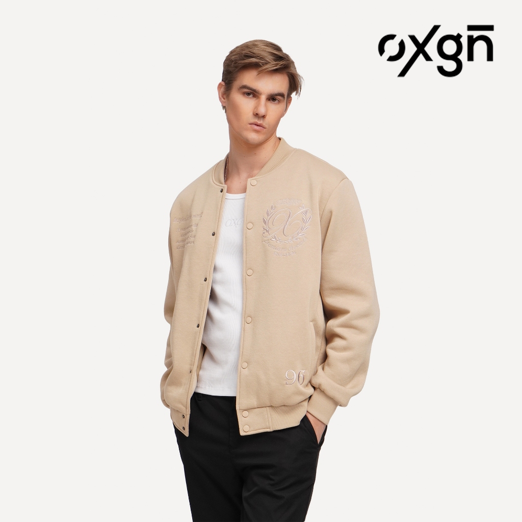 OXGN Premium Threads Embroidered Bomber Varsity Jacket For Men (Khaki ...