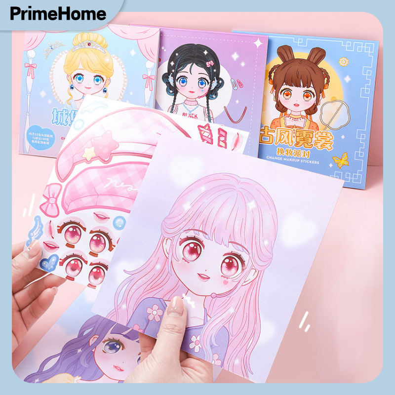 Sticker Book 17*17CM Dress up Princess Doll Make A Face Toy Book for ...