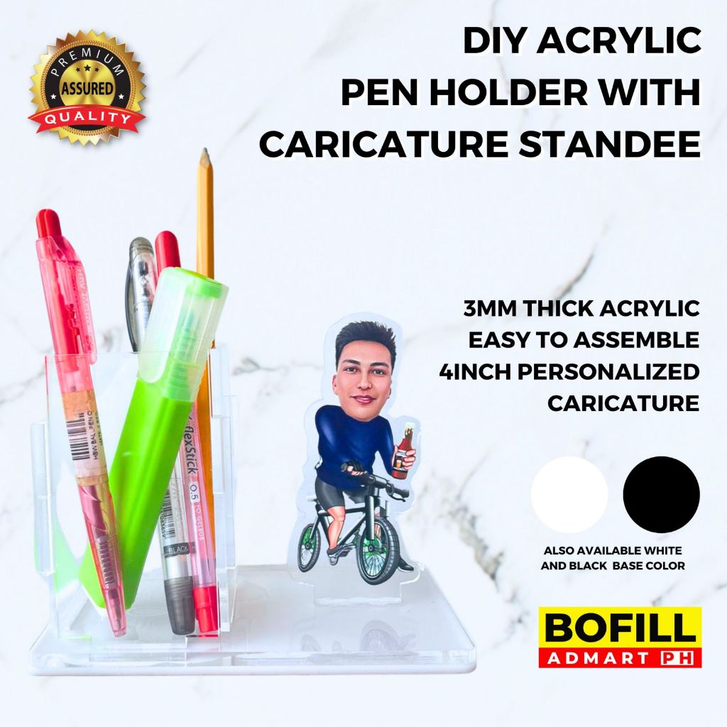 DIY PEN HOLDER WITH MINI CARICATURE STANDEE ACRYLIC | Shopee Philippines