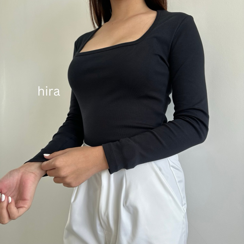 Hira • Squareneck Long Sleeves Body Suit — Body Fit Top For Women ...
