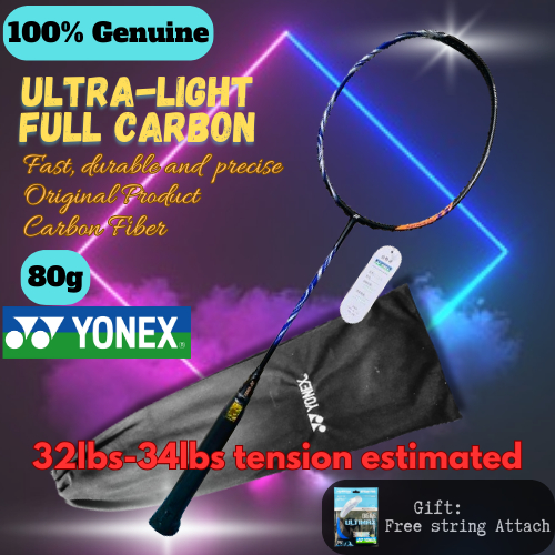 1- SINGLE YONEX BADMINTON RACKET FULL CARBON FIBER Astrox 100zz 100% ...