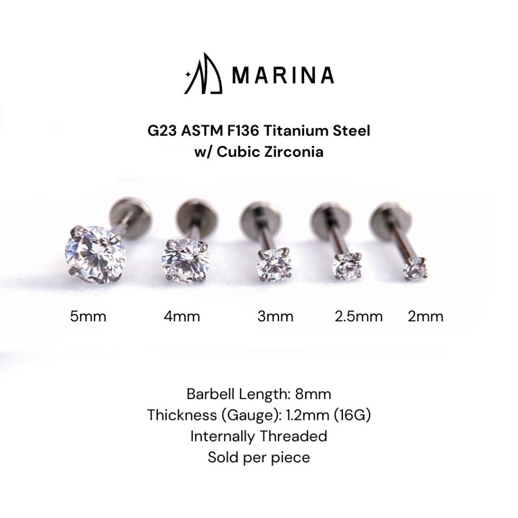 Round Stud G23 ASTM F136 Titanium Stud Labret Earring 16G | Shopee ...