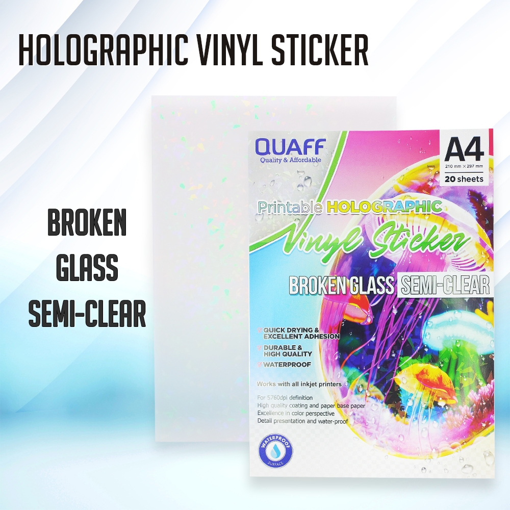 A4 Size QUAFF Printable Hologram Vinyl Inkjet Sticker Waterproof 210mm ...