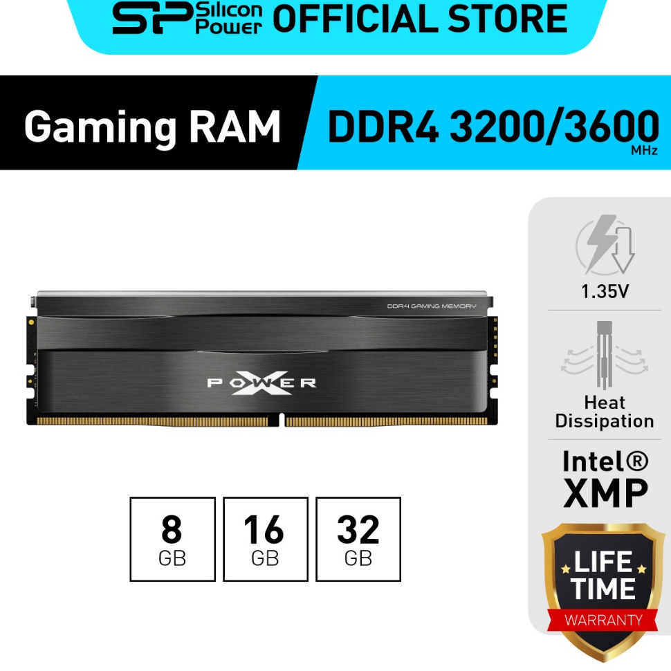Silicon Power DDR4 PC Gaming RAM- 8GB/16GB/32GB - 3200/3600MHz - XPOWER ...