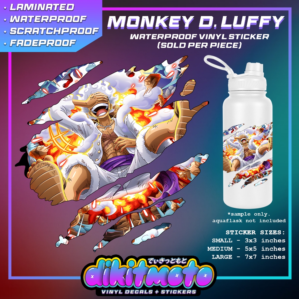 [dikitmoto] Monkey D Luffy #7 Scratch Sticker Waterproof Vinyl Sticker ...