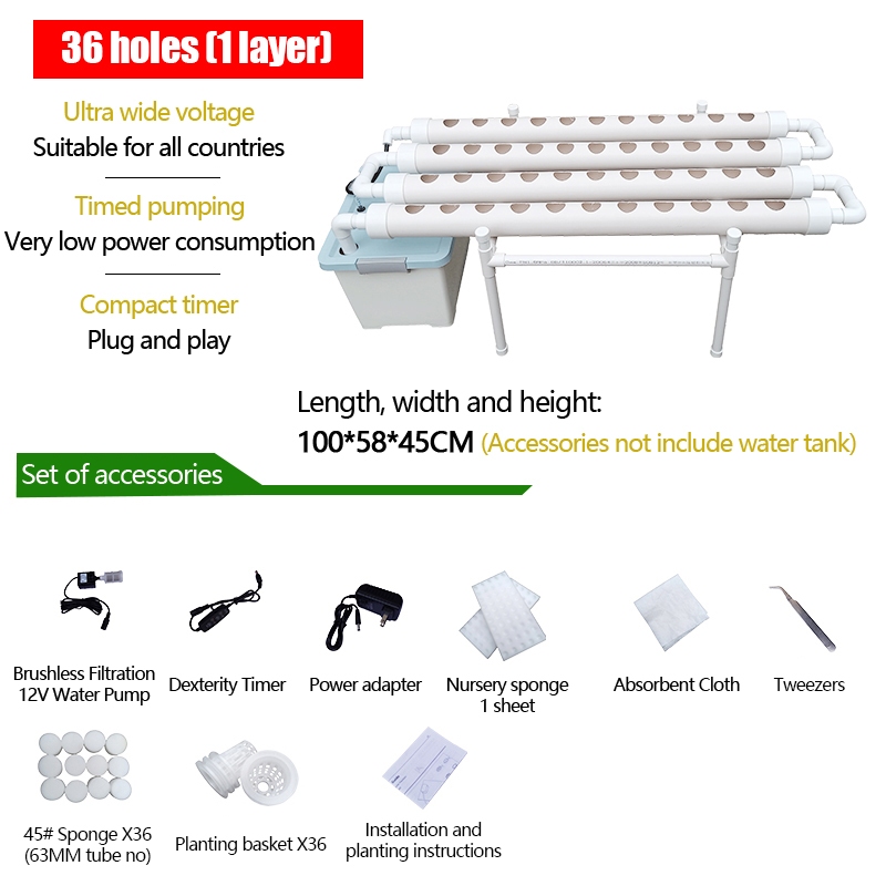 Hydroponics NFT System with 108 Holes Kits Vertical Hydroponic Growing ...