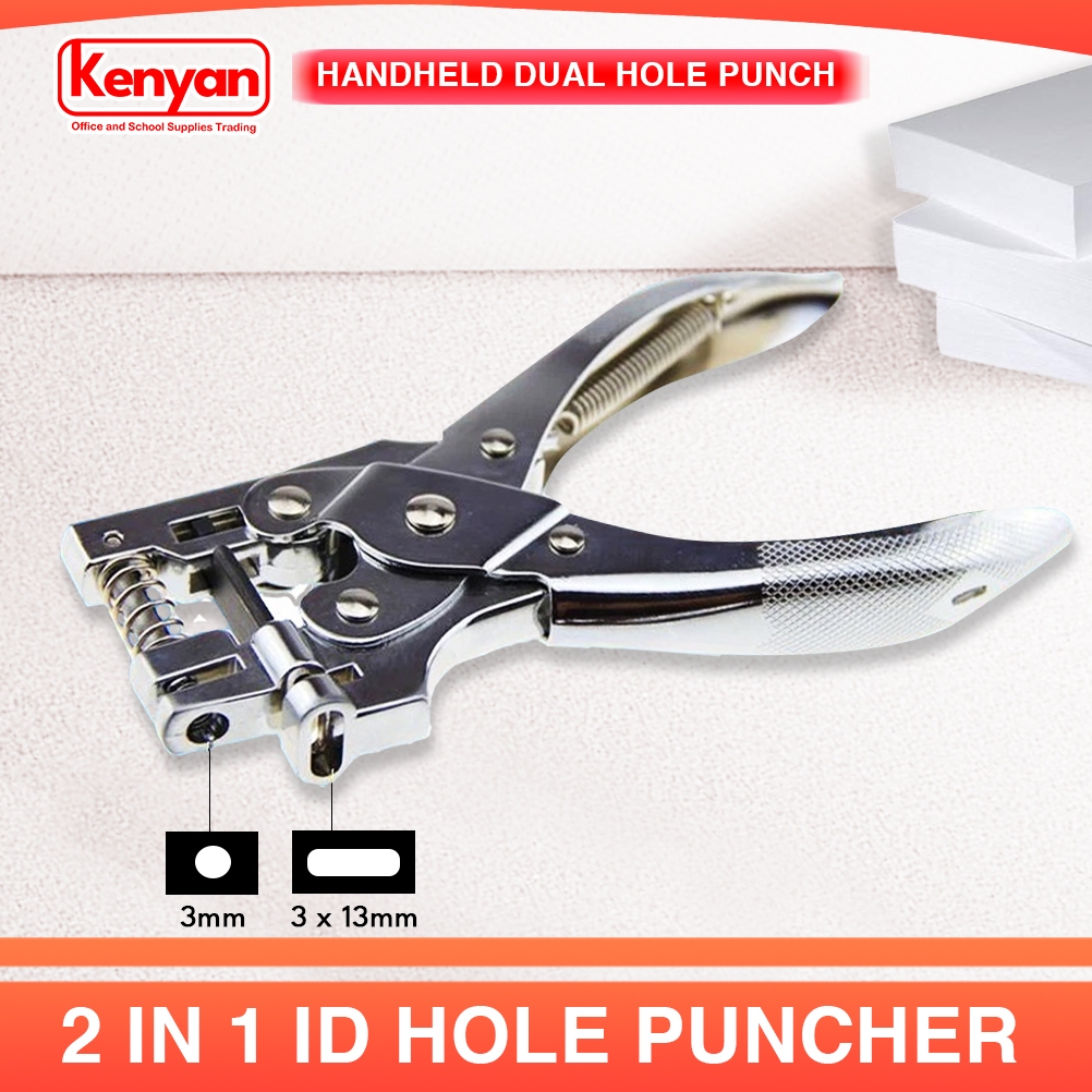 2in1 ID Puncher (Rectangular/Circular) 3mm/5mm Hole Handheld Metal Body ...
