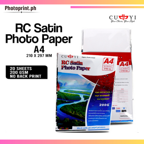 CUYI RC Satin / RC High Glossy Inkjet Photo Paper No Backprint 200gsm ...