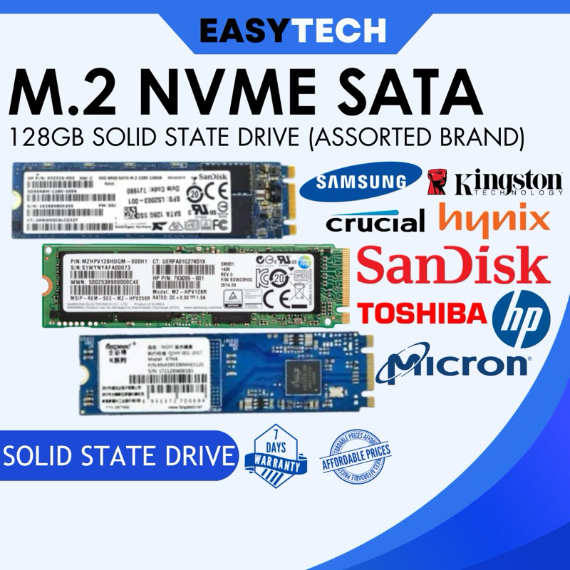 EASYTECH | (Used) M.2 SATA SSD Assorted Brand 128gb 256gb Ssd For Pc ...