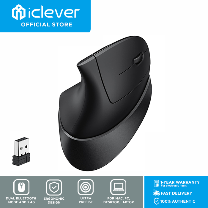 iClever Ergonomic Mouse, 2.4G Wireless Vertical Mouse, Silent Click, 7 ...