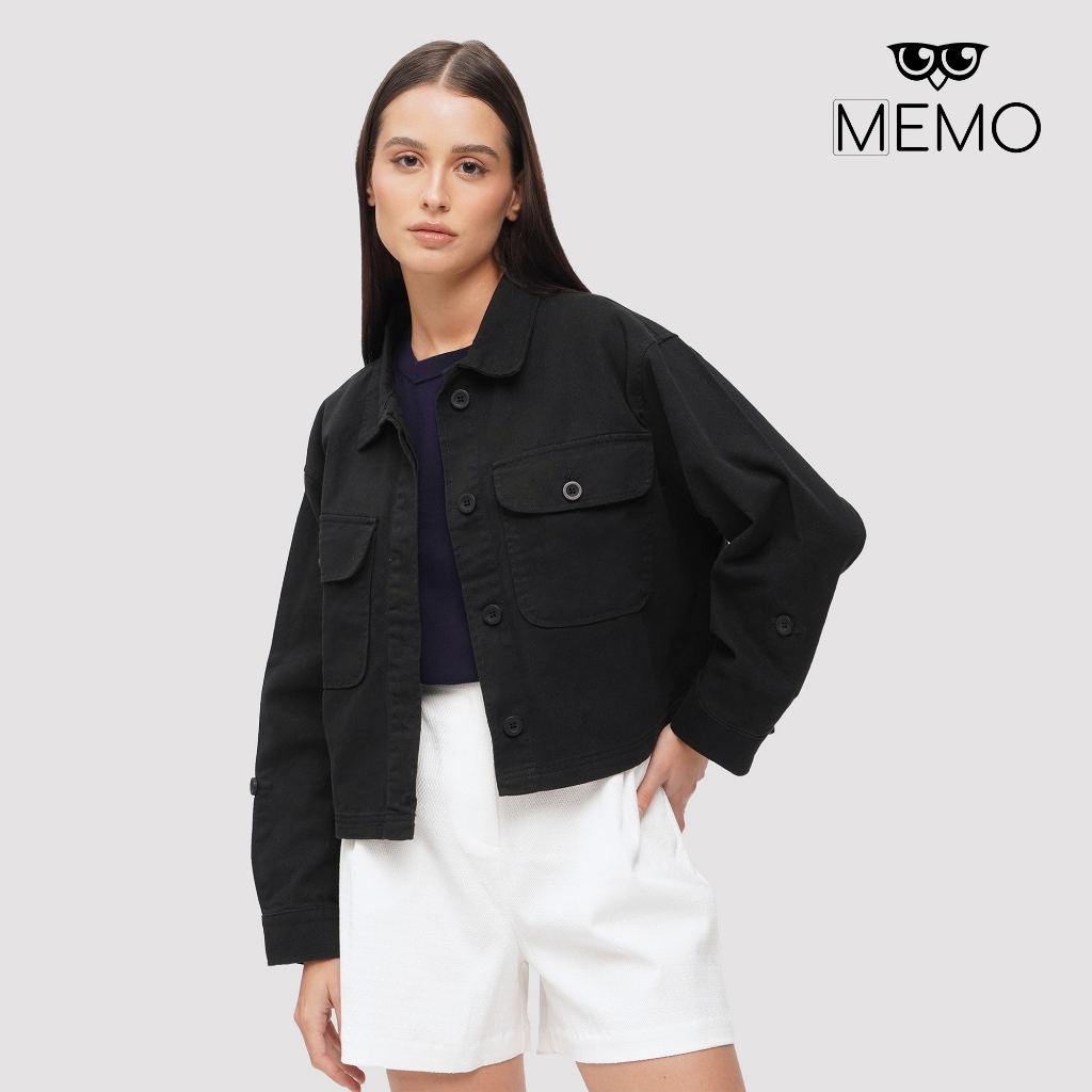 Memo Twill Jacket For Women (Black/White) | Shopee Philippines