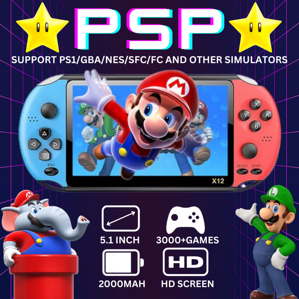 PSP X7/X12 5.1 inch Support NES Retro Game Handheld Retro Game Built-in ...