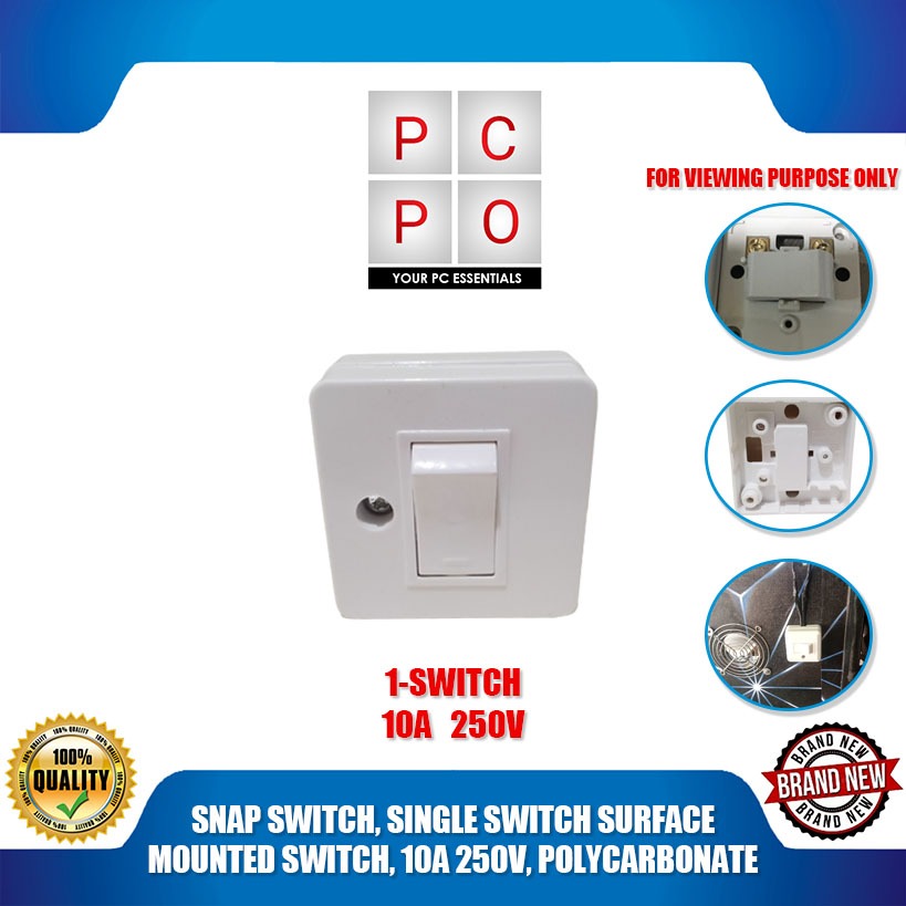 PC PO SNAP SWITCH, SINGLE SWITCH SURFACE MOUNTED SWITCH, 10A 250V ...