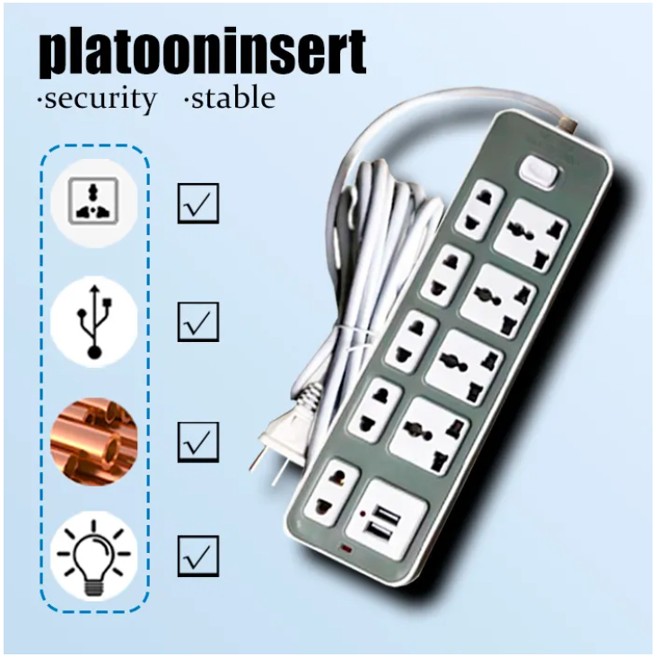 Multifunction Socket Plug Universal Usb Socket Power Strip With 9 Power Socket 2 Usb Ports