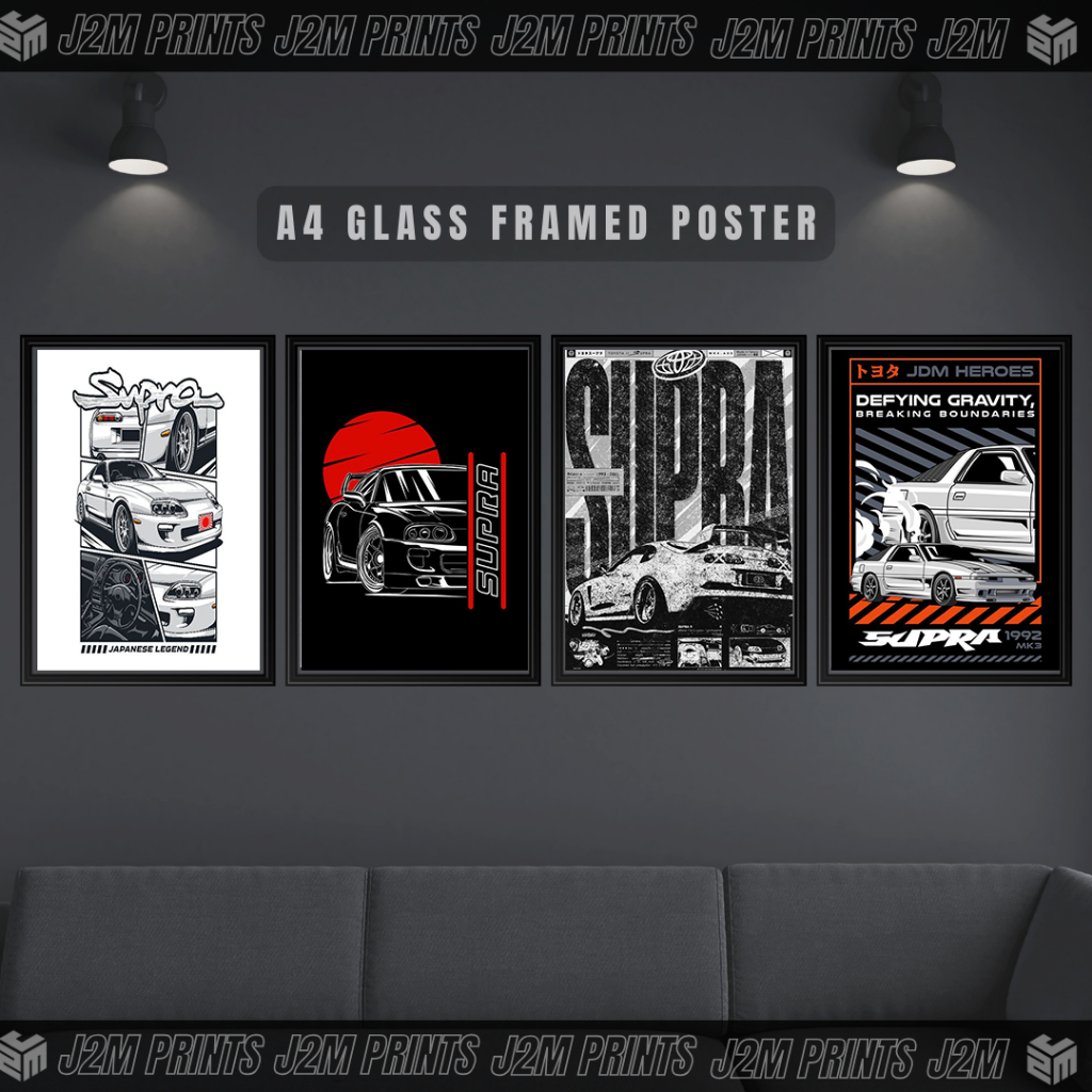 TOYOTA SUPRA A4 GLASS FRAMED POSTER | Shopee Philippines