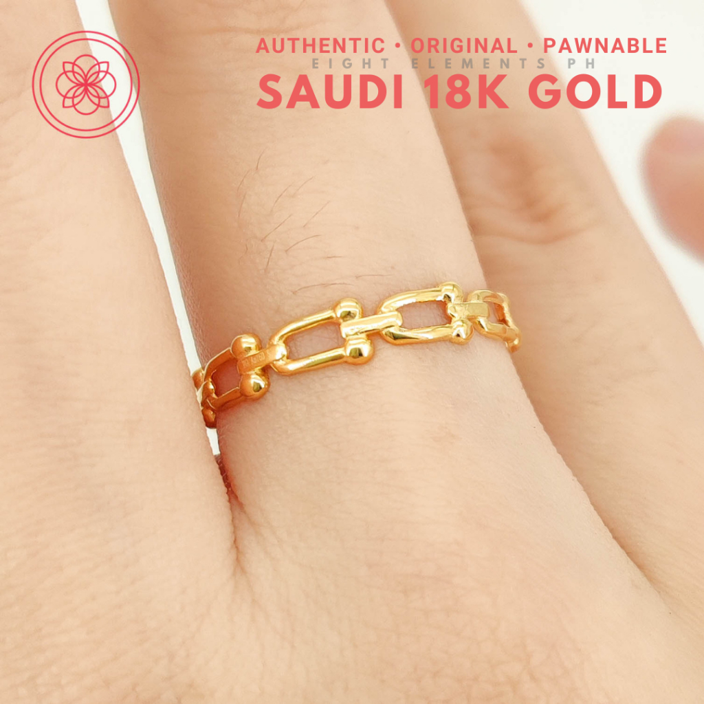 COD PAWNABLE 18k Saudi Gold Designer Chain Link Hardware Ring | Shopee ...