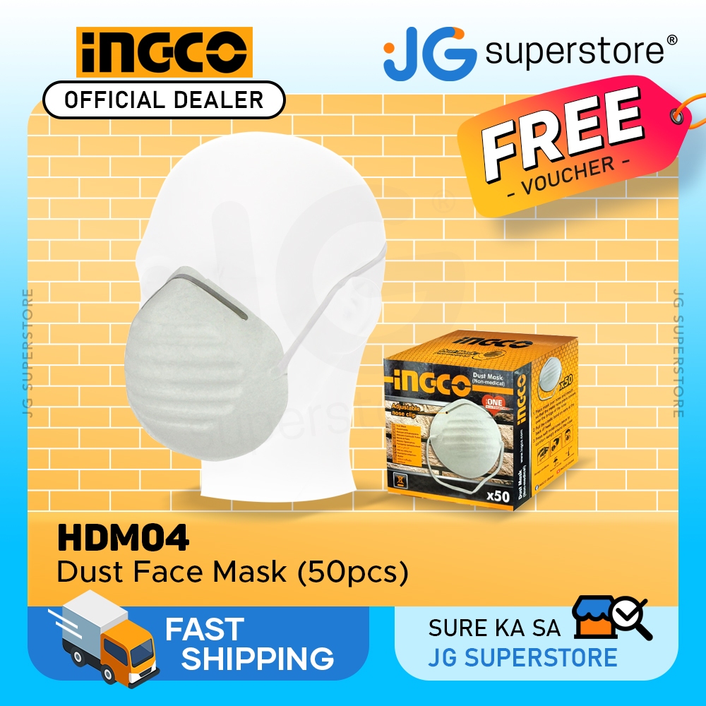INGCO HDM04 Dust Face Mask Polyester, Adjustable Nose Clip (50pcs ...