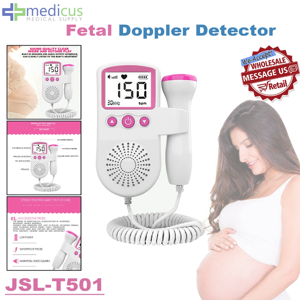 Medicus JSL-T501 Fetal Doppler Baby Heart Device Portable Medical LCD Screen Heart Rate Monitor ...