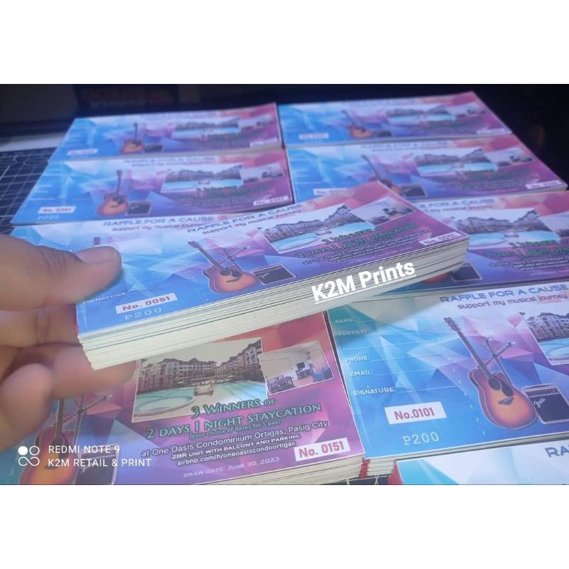 K2M PERSONALIZED RAFFLE TICKET/STUB PRINTING /WITH NUMBERING /TEARABLE ...