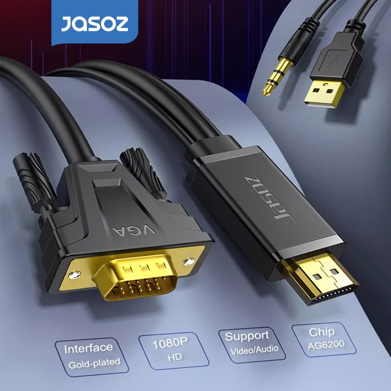 Jasoz Upgraded HDMI To VGA Cable 1.5m 2m 3m 1080P HDMI Video Adapter ...