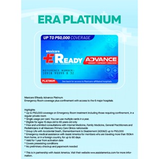 Maxicare EReady Advance Platinum Prepaid Health Card HMO Emergency with ...