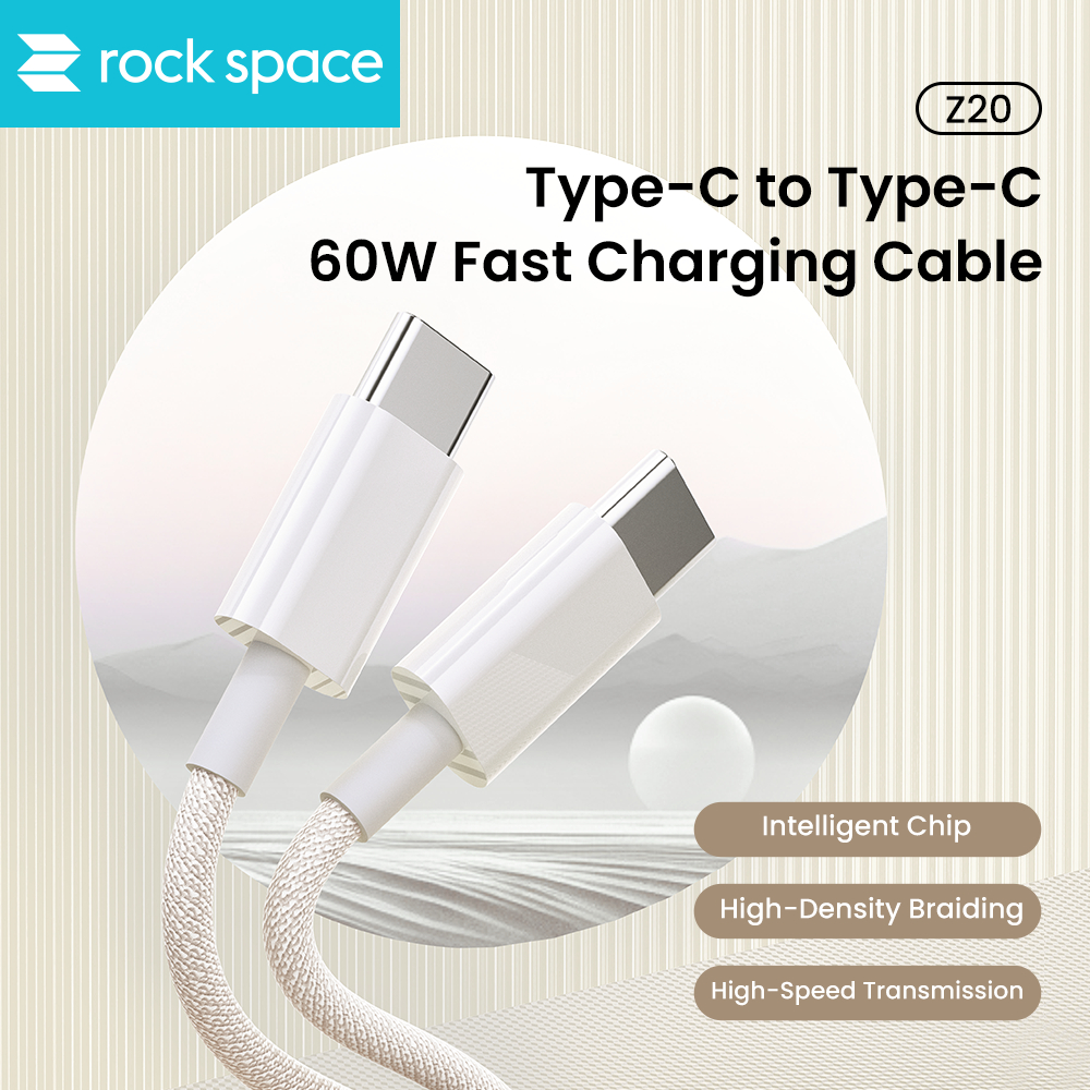 Rock Space Z20 Type-C to Type-C PD 60W Fast Charging Cable 100CM ...