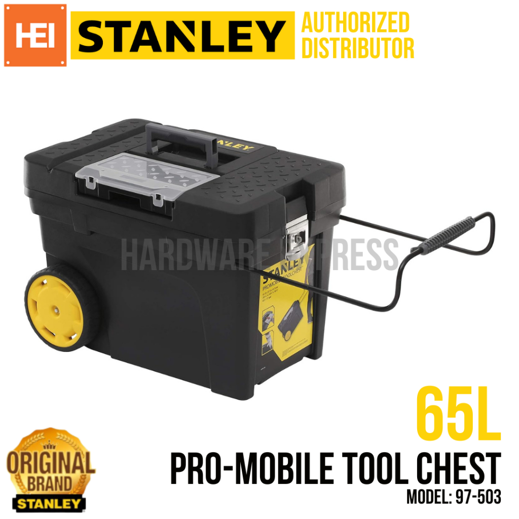 STANLEY 65L Pro-Mobile Tool Chest with Lid Organizer Tool Box w/ Wheels ...