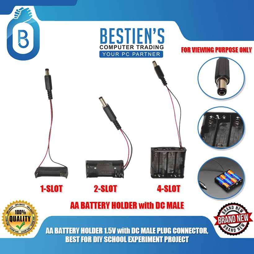 AA BATTERY HOLDER 1.5V with DC MALE PLUG CONNECTOR, BEST FOR DIY SCHOOL ...
