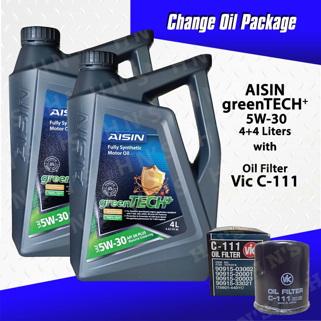AISIN Fully Synthetic SAE 5W-30 Oil Change Package for Toyota Fortuner ...