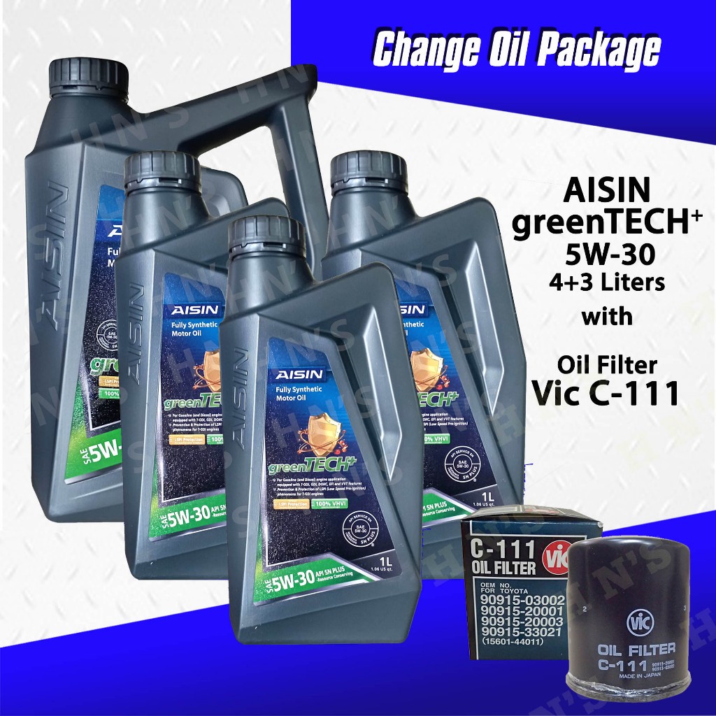 AISIN Fully Synthetic SAE 5W-30 Oil Change Package for Toyota Fortuner ...