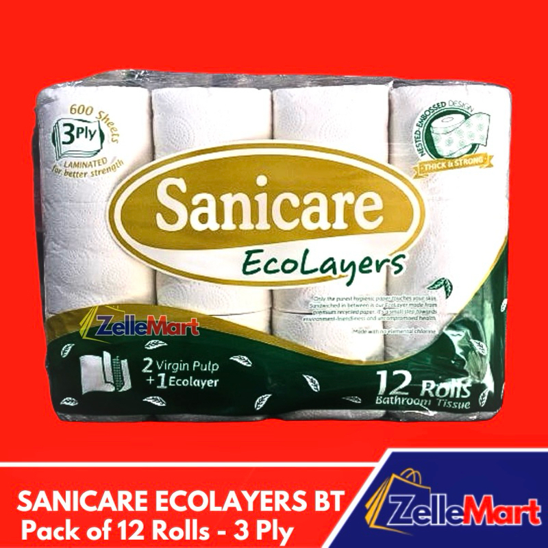 Pack of 12 Rolls Sanicare EcoLayers Bathroom Tissue - 3 Ply | Shopee ...