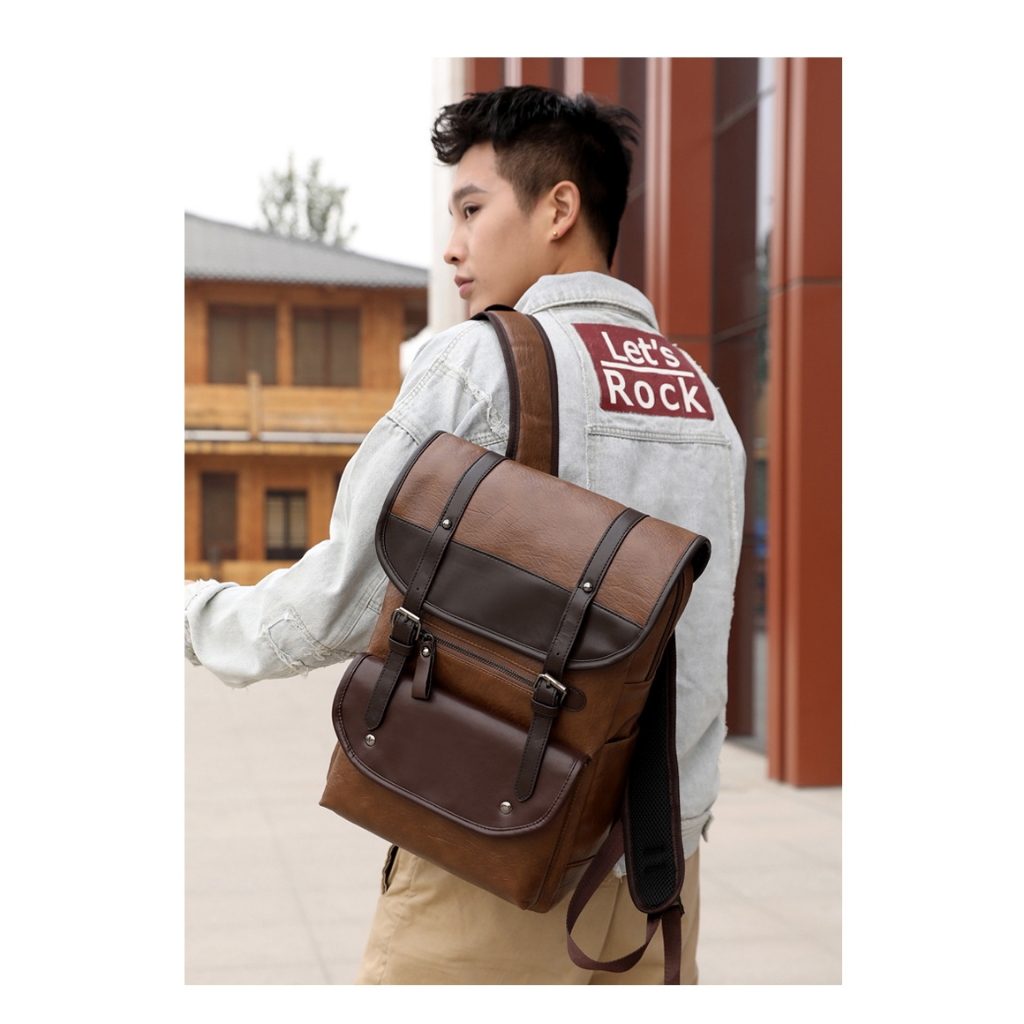 Large capacity PU backpack business laptop bag travel backpack fashion ...