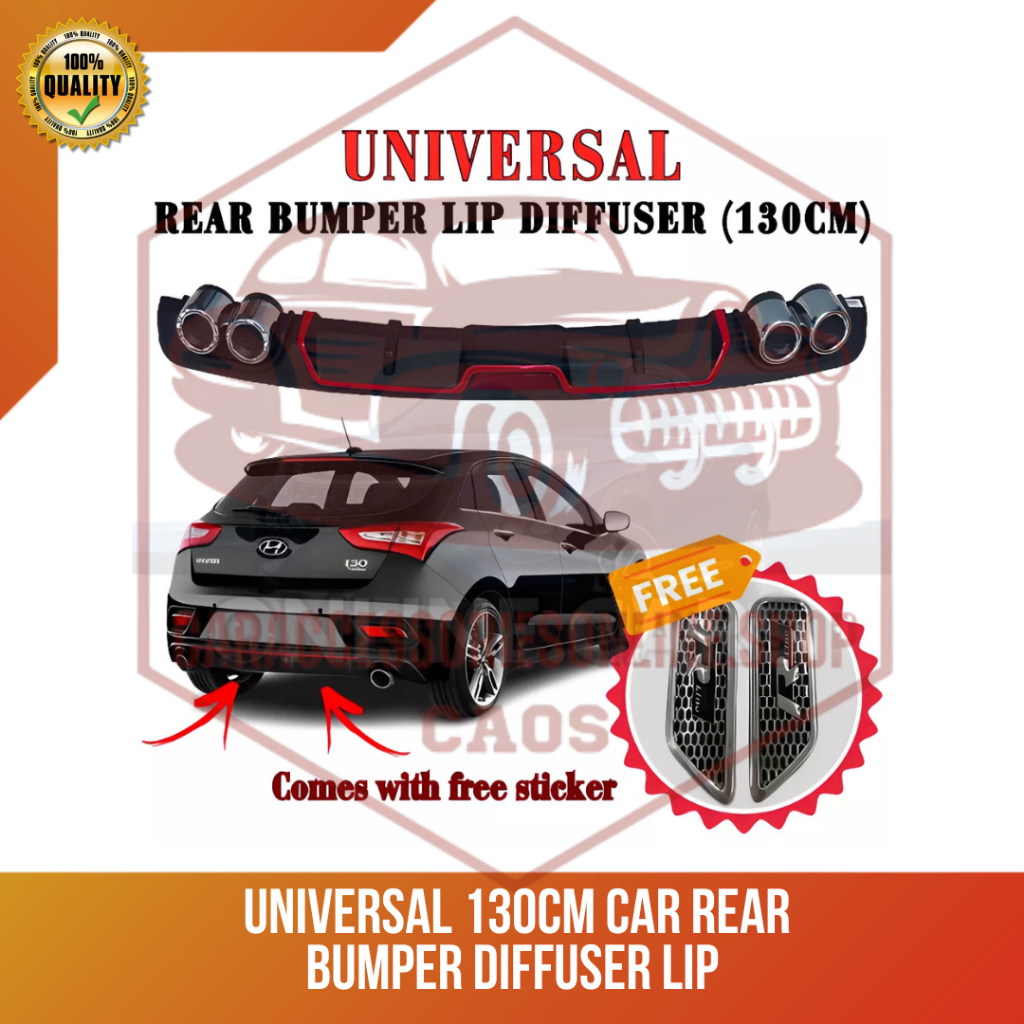 CAOS Universal 130cm Car Rear Bumper Diffusers Lip Spoiler Body Kits ...