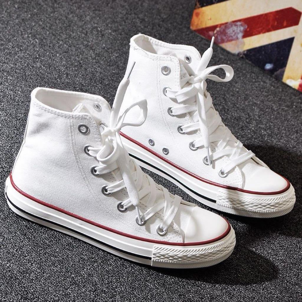 Korean New Fashion Core Men' s and women's shoes color all white ...