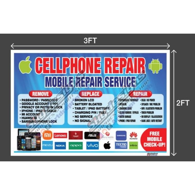 TARPAULIN PRINT FOR CELLPHONE REPAIR 4X2FT & 3X2FT | Shopee Philippines