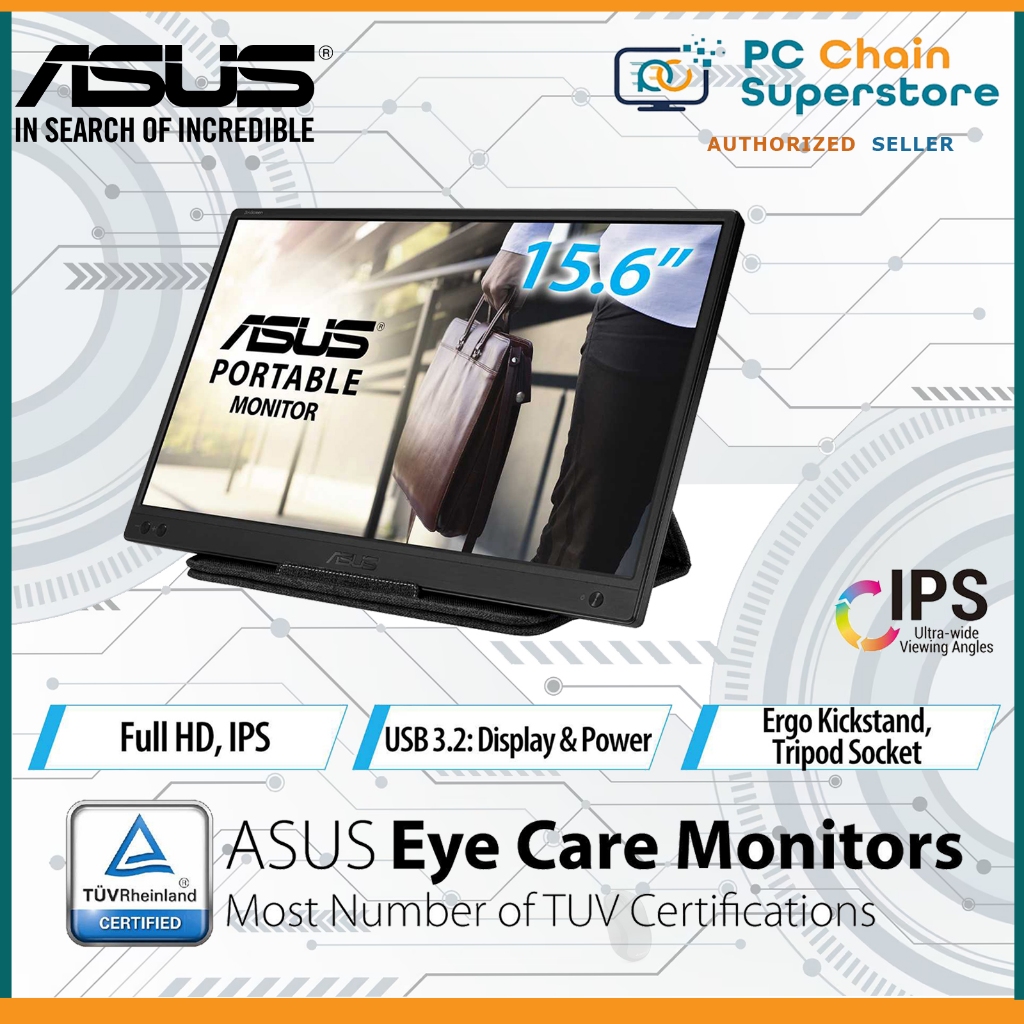 ASUS ZenScreen MB166B Portable USB Monitor- 15.6" Full HD IPS / USB 3.2 ...