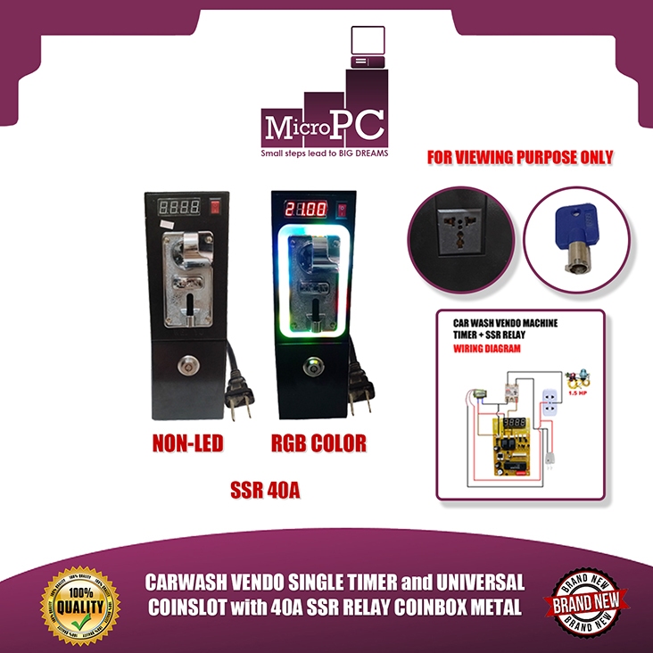 MICRO PC CARWASH VENDO SINGLE TIMER and UNIVERSAL COINSLOT with 40A SSR ...
