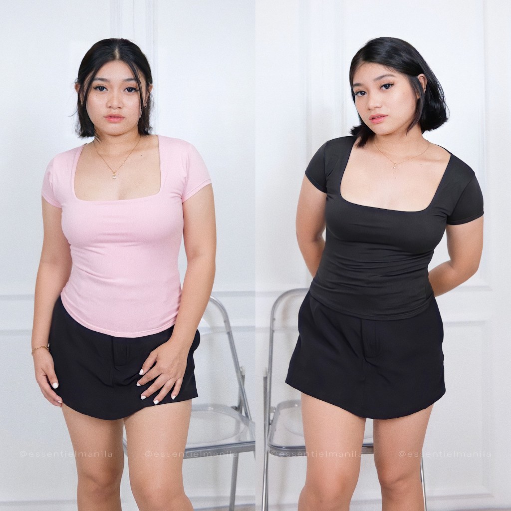 ESSENTIELMANILA Basic Square Neck Full Length Top EM363 | Shopee ...