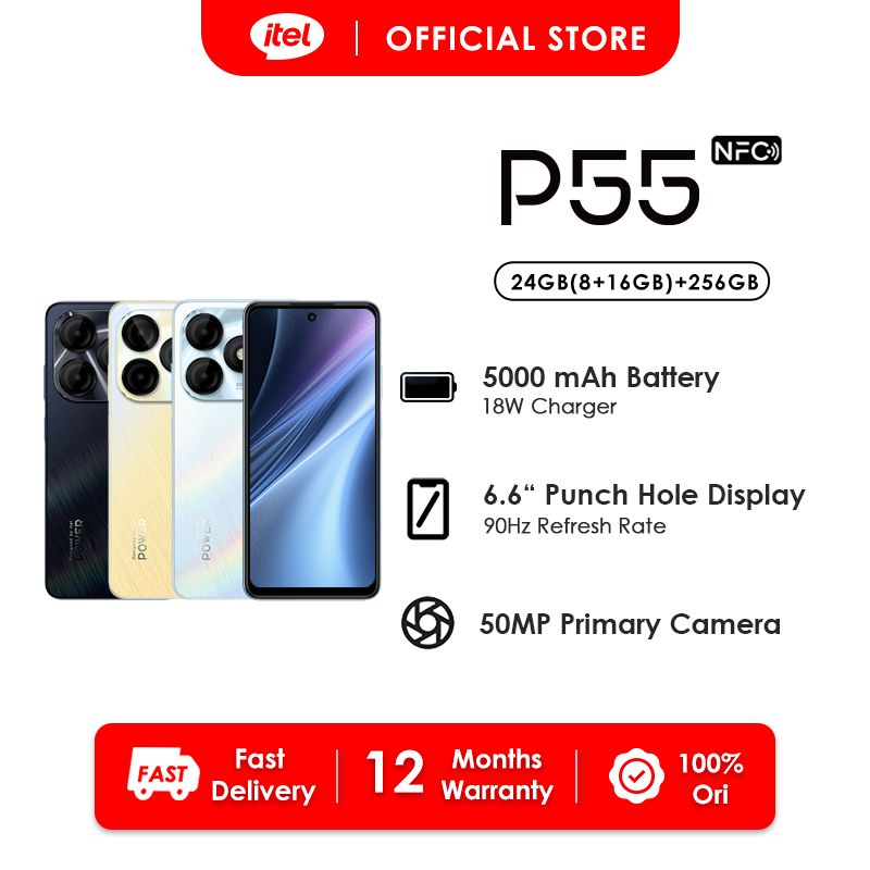 itel P55 RAM 24GB(8+16GB) + ROM 256GB | 90HZ Refresh | 50MP Dual Camera ...