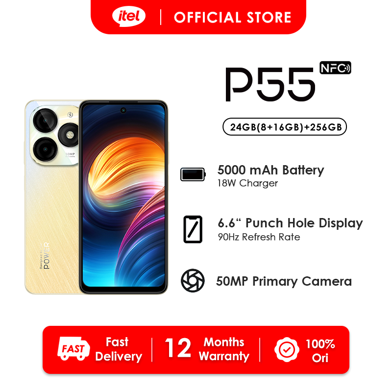 itel P55 RAM 24GB(8+16GB) + ROM 256GB | 90HZ Refresh | 50MP Dual Camera | 5000mAh 18W | NFC ...